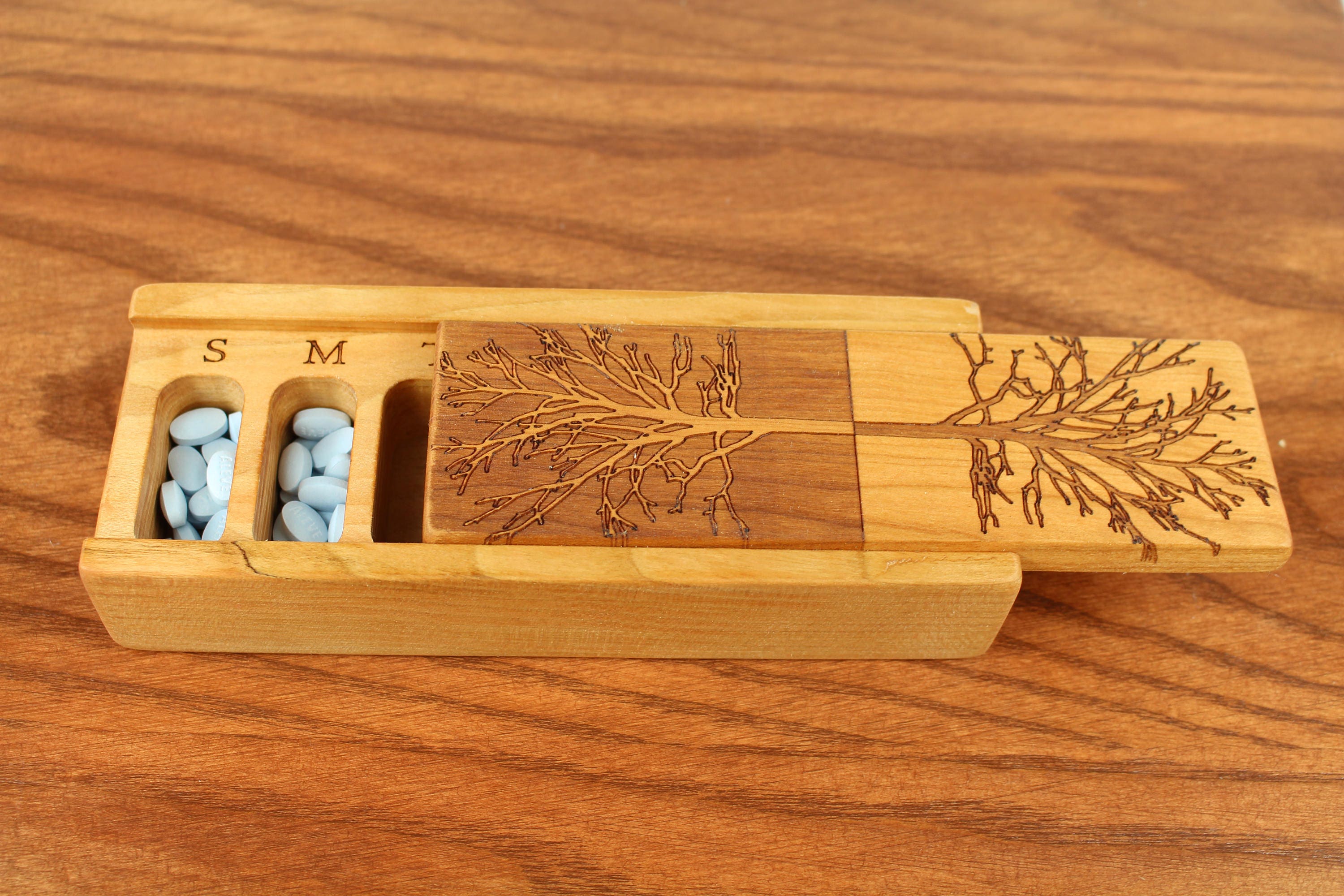 Tree of Life Vitamin Box 7 Day Pill Box Wooden Pill Box | Etsy