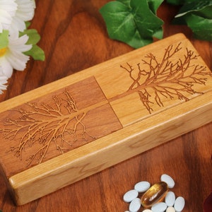Tree of Life Vitamin Box, 7 Day Pill Box, Wooden Pill Box With Lacquer ...