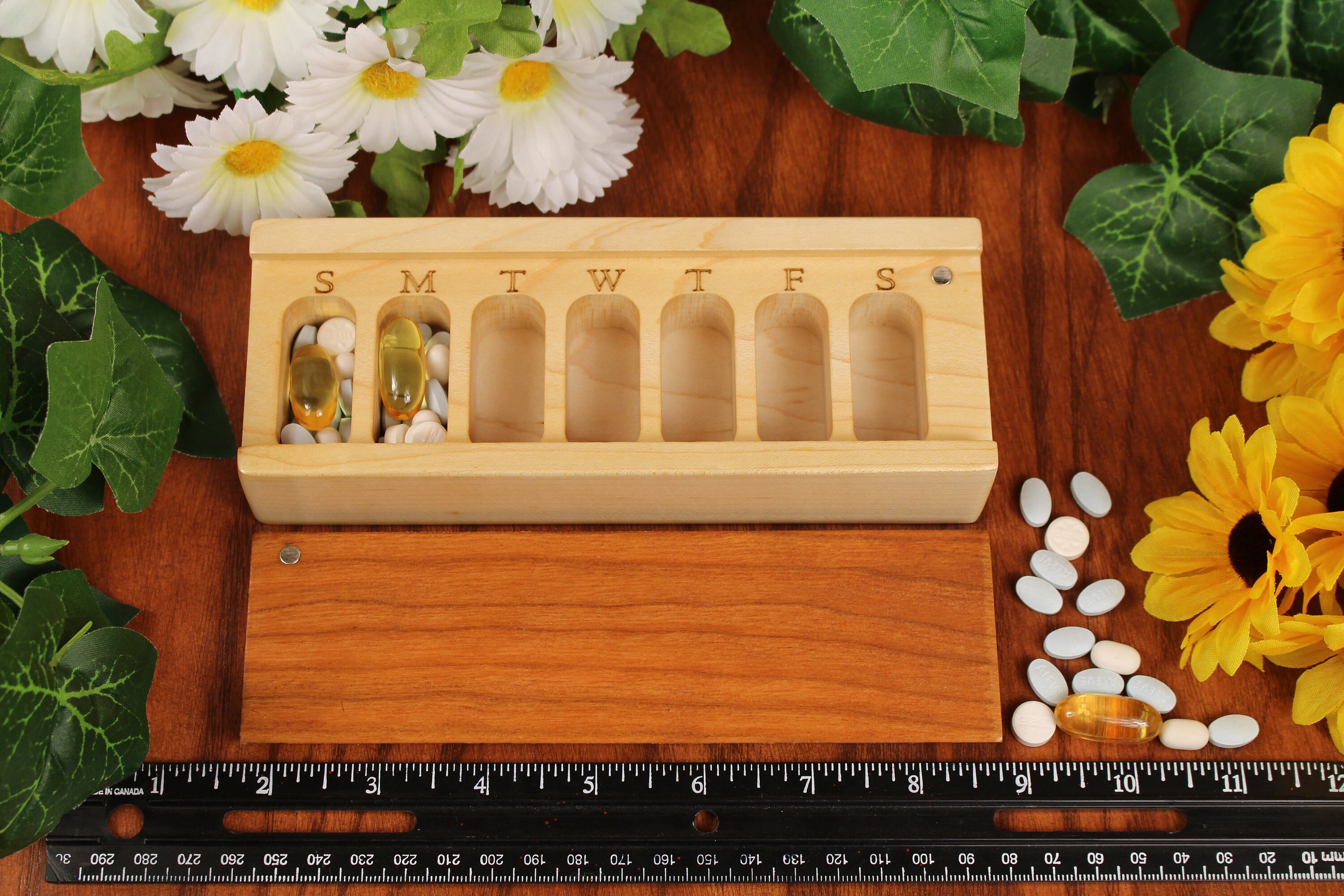 Cloudy Sun and Moon 7 Day Pill Box Wooden Pill Box Lacquer & - Etsy Canada