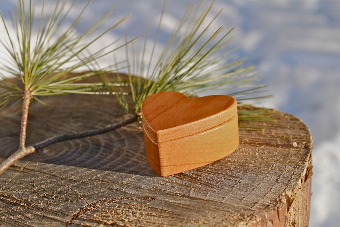 Heart Shaped Ring/gift Box, Deep, Solid Cherry Wood, Customize Your Own ...