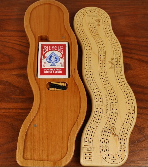 2 Player Cribbage Board Two Tier Maple Top/cherry Bottom | Etsy Canada