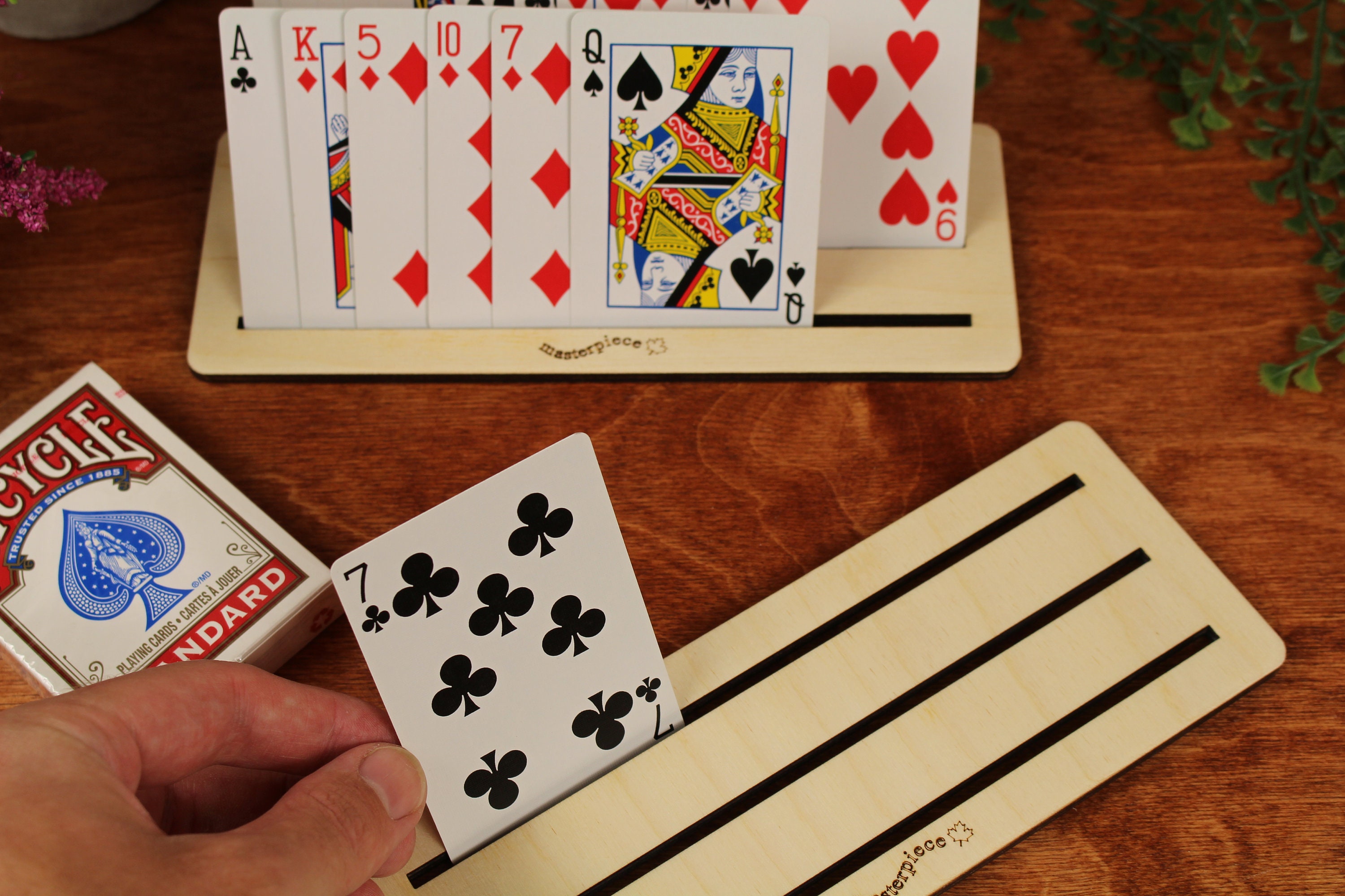 Playing Card Holder Wood Card Game Organizer Senior Card - Etsy Canada
