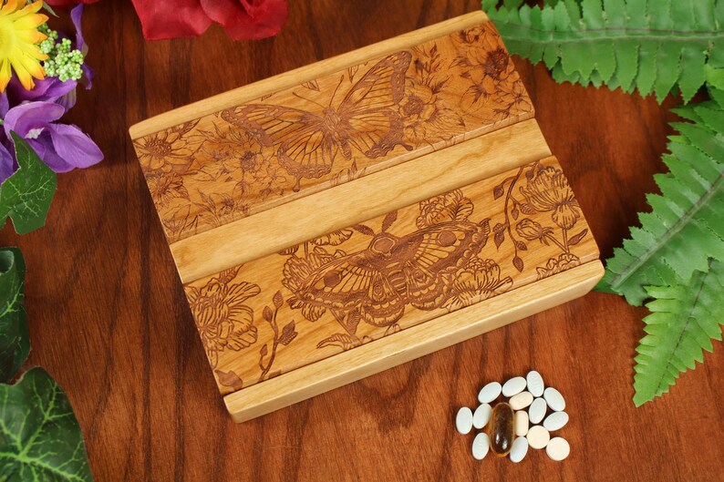 Moth & Butterfly Cute Pill Organizer a Day and Night Weekly Pill Box in ...
