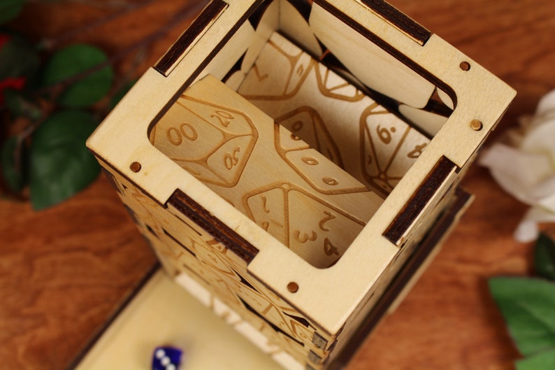 Folding Dice Tower Wood Dnd Accessories Laser Engraved Paul | Etsy