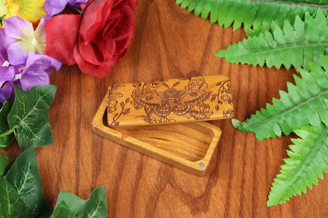 Cute Moth Stash Box in Solid Cherry Wood With Strong Magnetic Closure ...