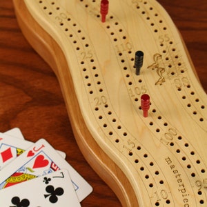 2 Player Cribbage Board Two Tier Maple Top/cherry Bottom - Etsy Canada