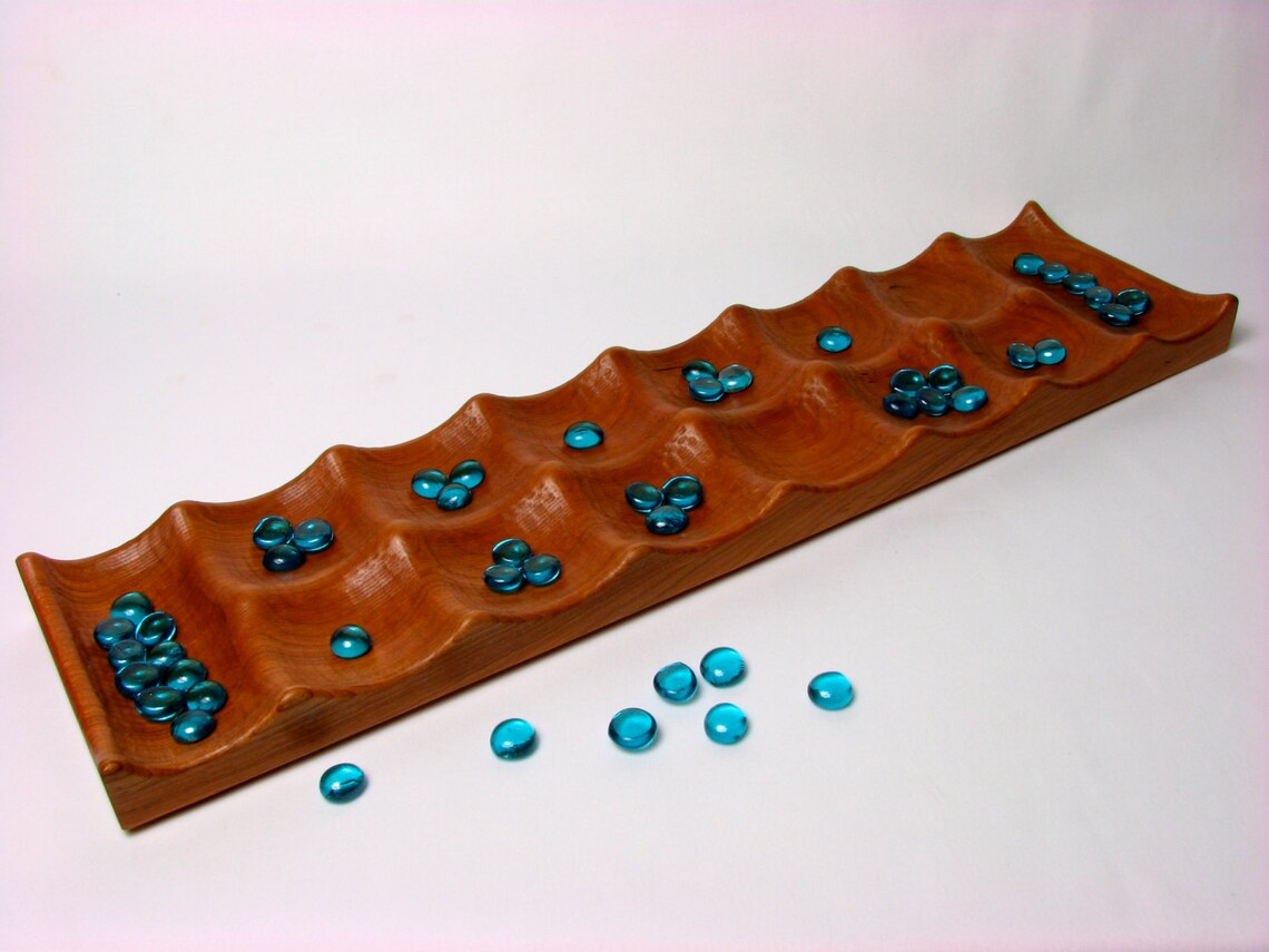 Deluxe Mancala Large Solid Cherry Wood Wooden Board Game | Etsy