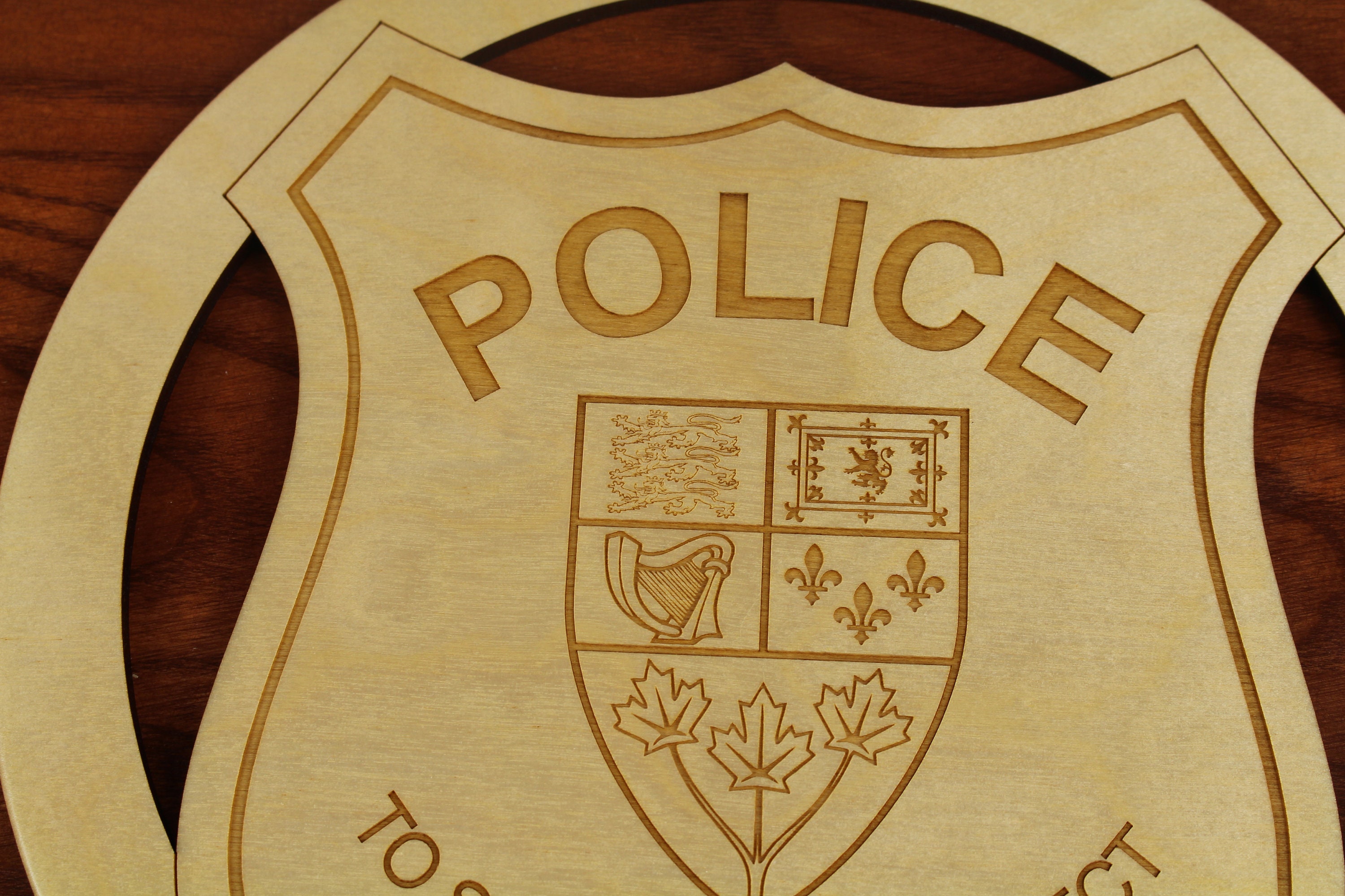 Police Wood Wall Art, Laser Engraved Police Badge Wall Art, Lacquered ...