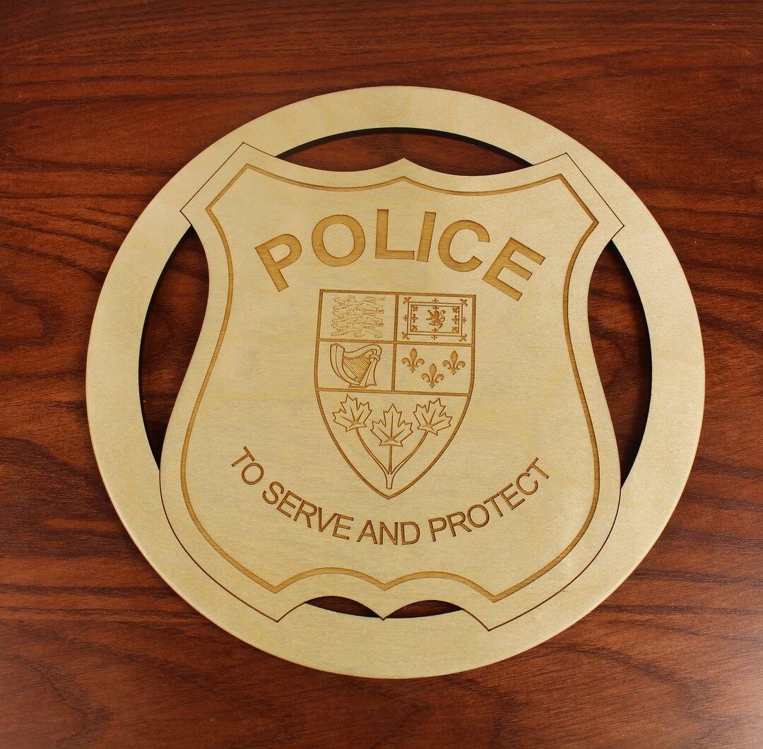 Police Wood Wall Art, Laser Engraved Police Badge Wall Art, Lacquered ...