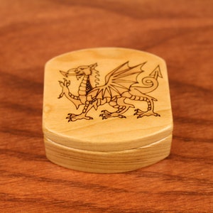 Mini Storage Box - Dragon Pattern Wooden Box, Wales, Solid Cherry, 1-3/ ...