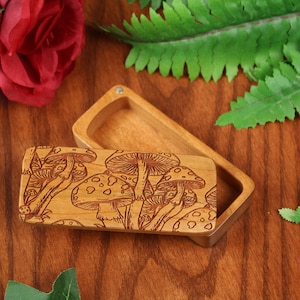 Cute Mushroom Stash Box in Solid Cherry Wood, Great Travel Pill Box or ...