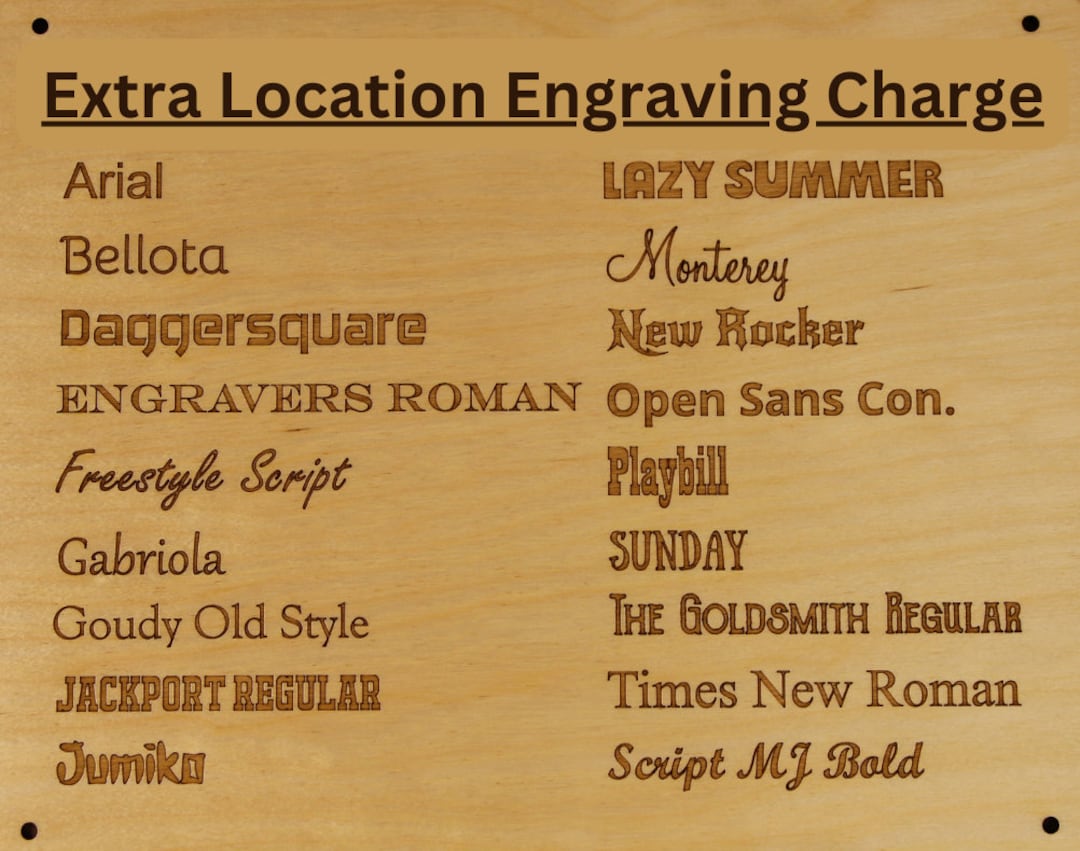 Extra Location Engraving Charge - Words, Engraved on Masterpiece ...