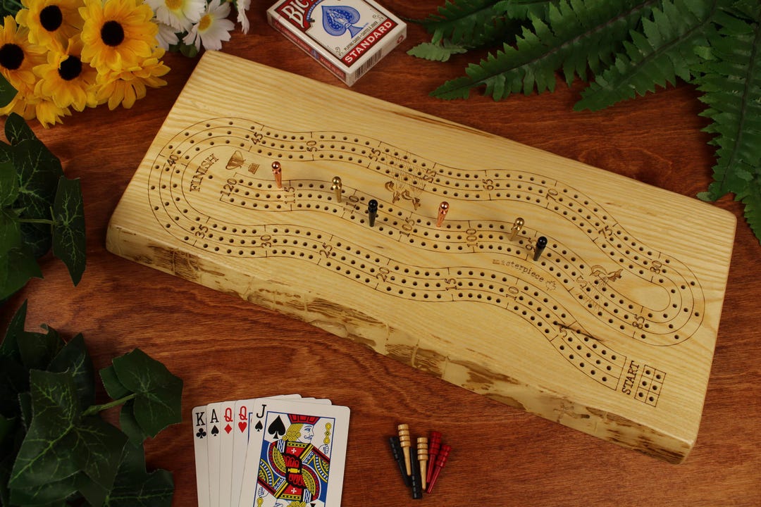 Unique Cribbage Board Live Edge in Ash, Board #3, 3 Player Cribbage ...