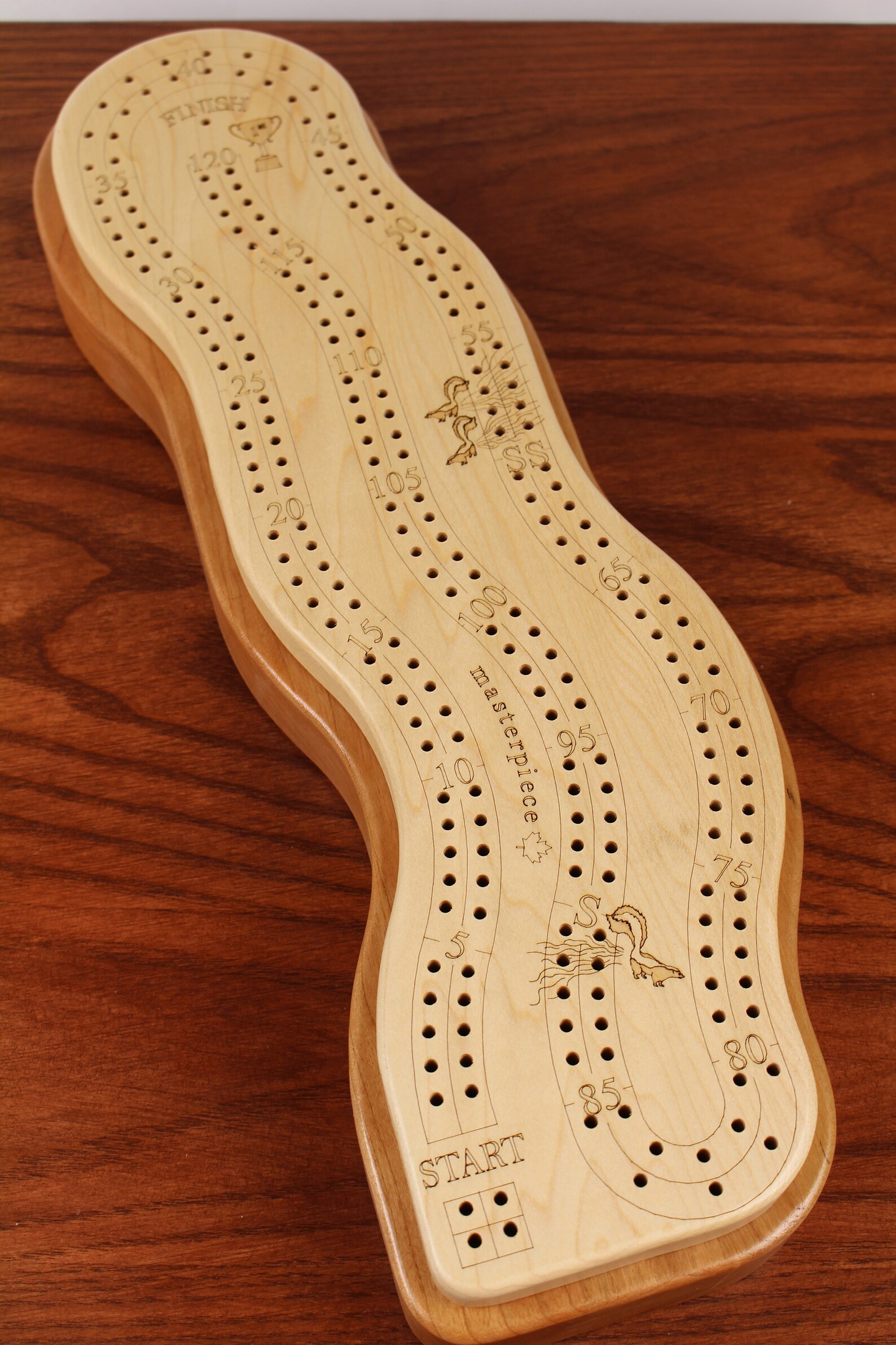 2 Player Cribbage Board Two Tier Maple Top/cherry Bottom | Etsy Canada