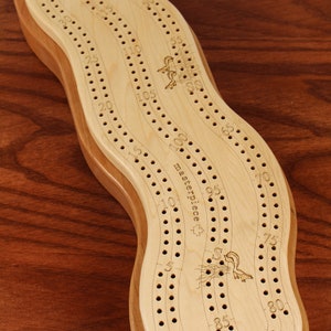 2 Player Cribbage Board Two Tier Maple Top/cherry Bottom - Etsy Canada