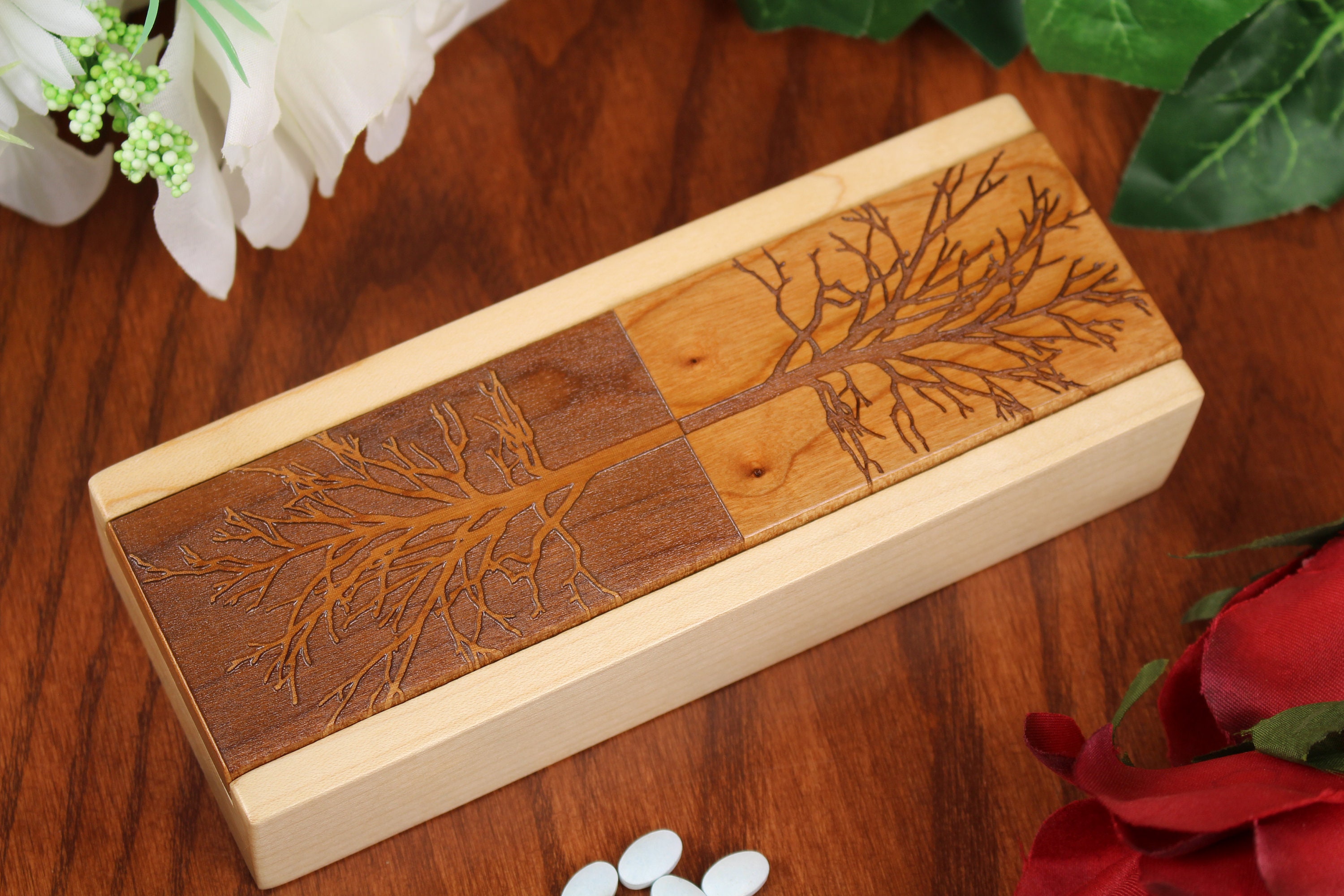 Tree of Life Vitamin Box 7 Day Pill Box Wooden Pill Box With - Etsy Canada
