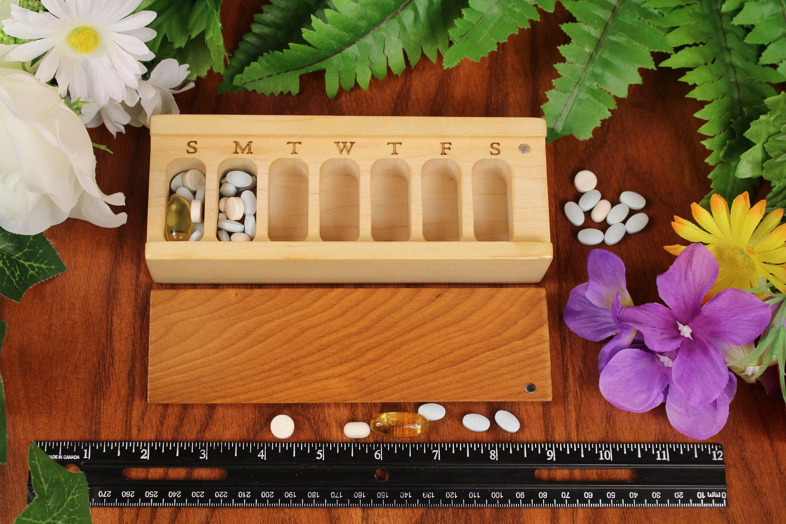 Forest With Moon 7 Day Pill Box Wooden Pill Box Lacquer & | Etsy