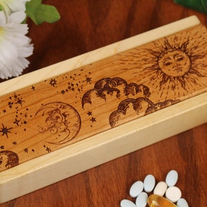 Cloudy Sun and Moon 7 Day Pill Box, Wooden Pill Box, Lacquer & Oil ...