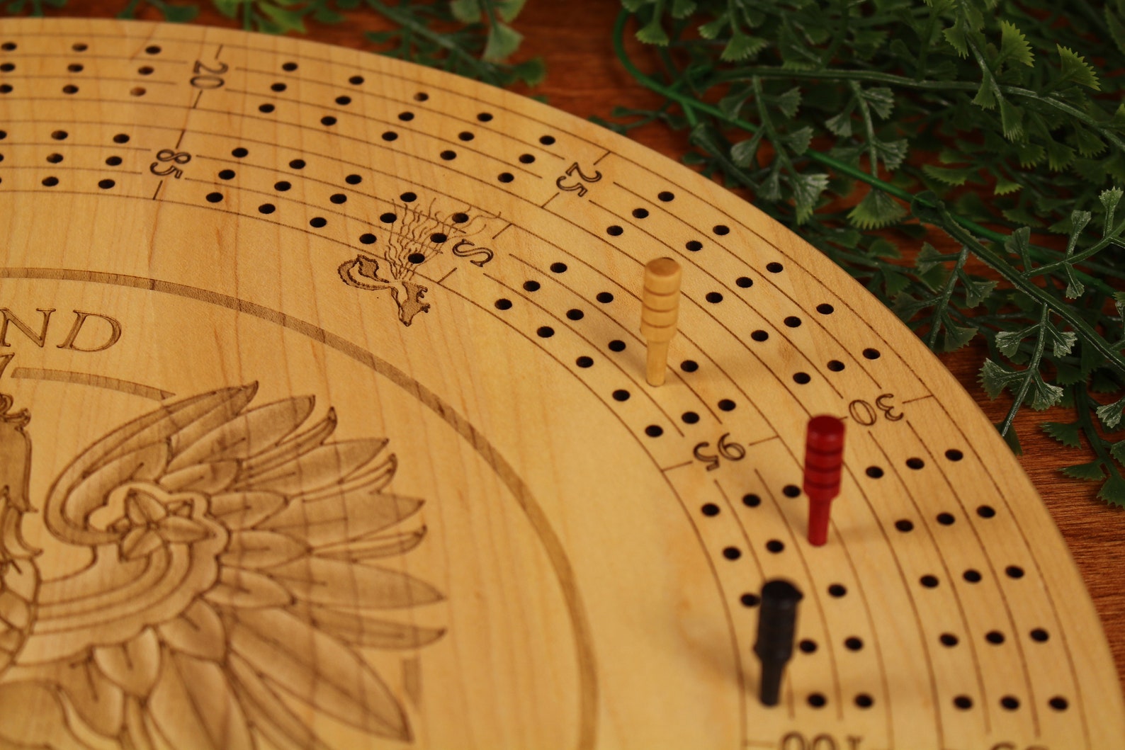Round Cribbage Board Choose Your Laser Engraving, 3 Player Cribbage ...