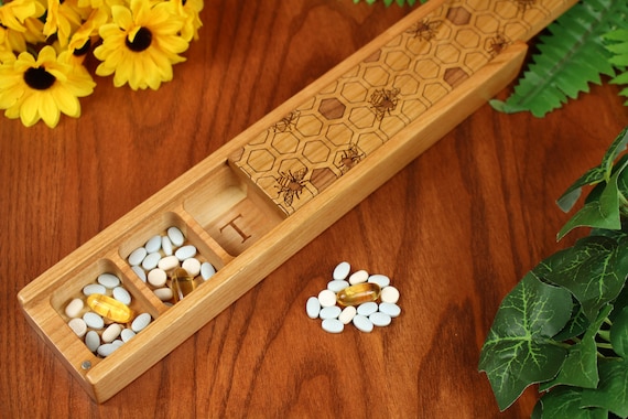 Large Weekly Pill Box Honey Bee Comb 7 Day Pill Organizer in - Etsy