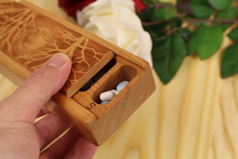 Forest with Moon 7 Day Pill Box Wooden Pill Box Lacquer & | Etsy