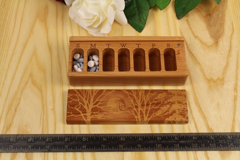 Forest with Moon 7 Day Pill Box Wooden Pill Box Lacquer & | Etsy