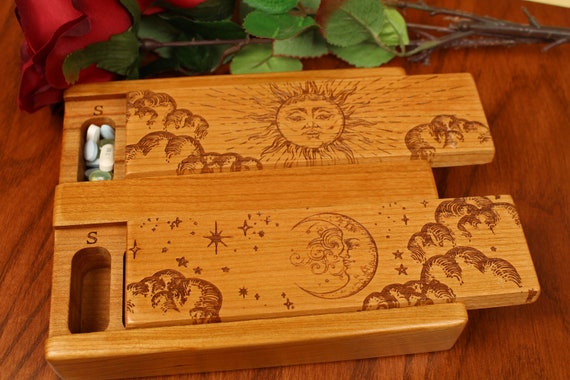 Day and Night Weekly Pill Box Cloudy Sun and Moon Pattern | Etsy