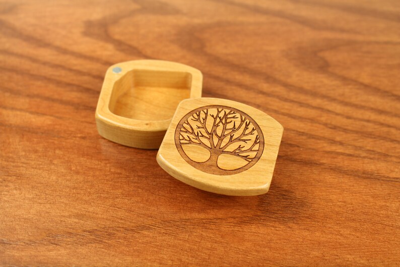 Mini Storage Box - MB Tree of Life Pattern Wooden Box, Solid Cherry, 1 ...