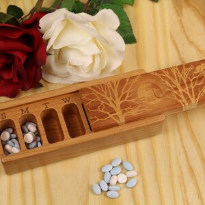 Forest with Moon 7 Day Pill Box Wooden Pill Box Lacquer & | Etsy