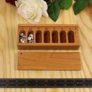 Forest With Moon 7 Day Pill Box, Wooden Pill Box, Lacquer & Oil Finish ...
