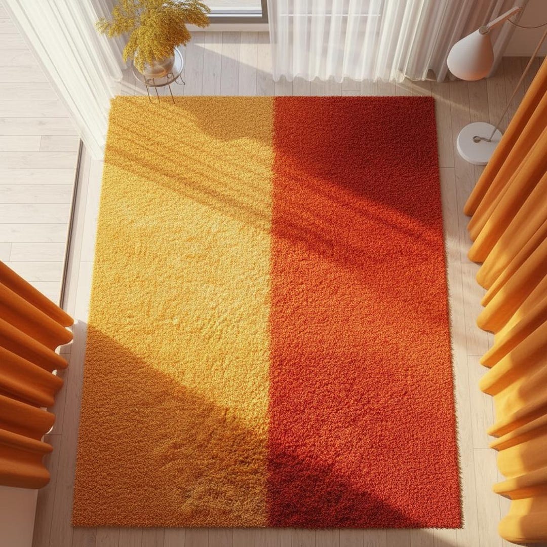 Hand Tufted Ombre Rug 5x8: Modern Gradient Yellow-red Carpet - Etsy