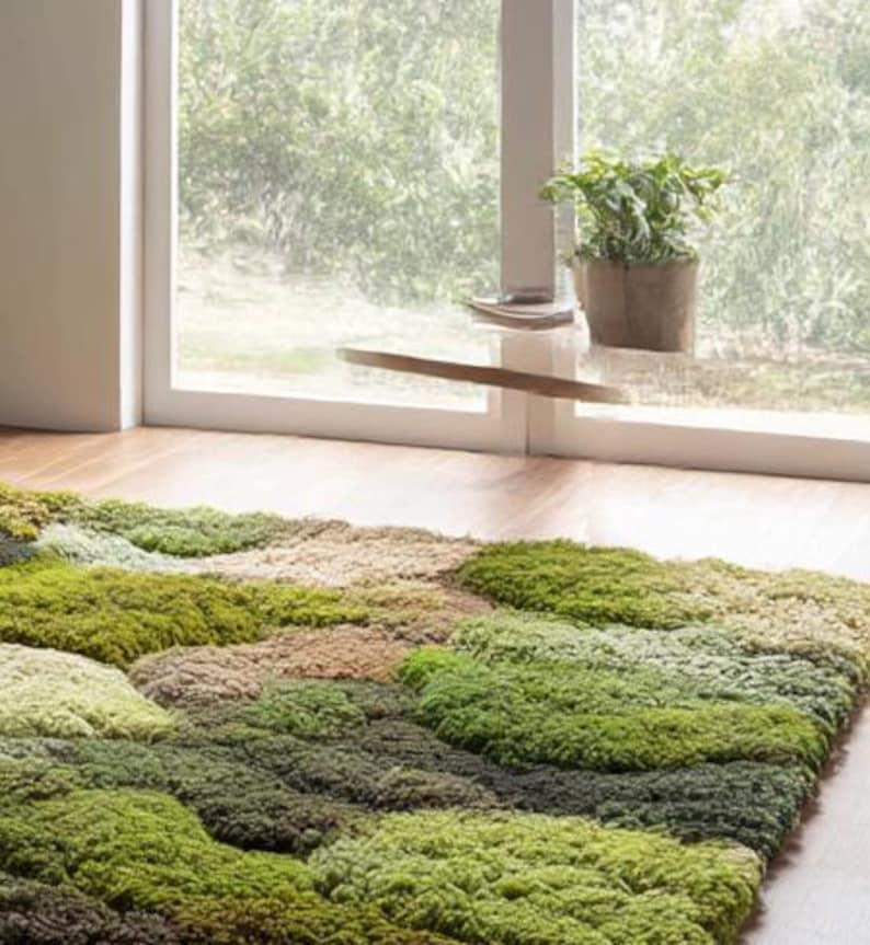 Tufted Moss Rug | Nature-inspired Forest Floor Carpet | Handmade Plush ...