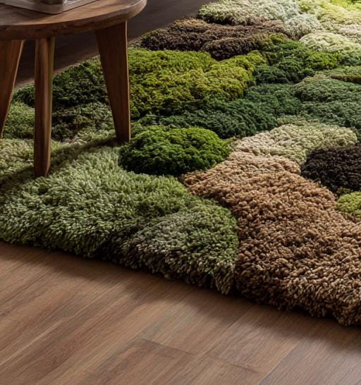 Tufted Moss Rug | Nature-inspired Forest Floor Carpet | Handmade Plush ...