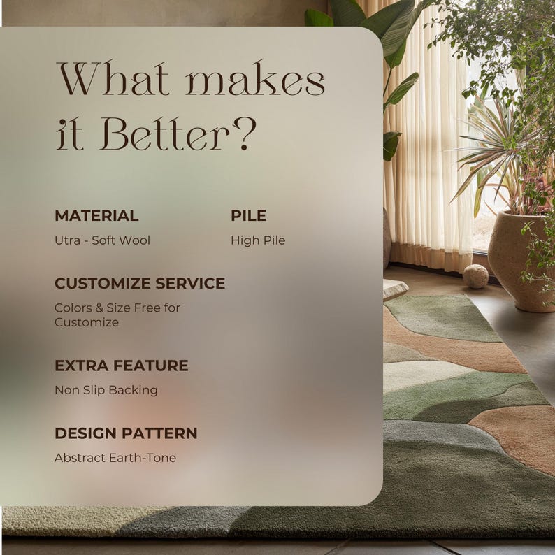 Abstract Sculpted Area Rug: Earth-tone Olive & Sage, High-low Texture ...