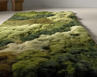 Tufted Moss Rug | Nature-inspired Forest Floor Carpet | Handmade Plush ...