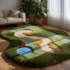 Golf Course Green Hand Tufted High Low Texture Wool Rug for Kids Room ...