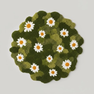 Handmade Daisy Flower Rug: Tufted Acrylic Cottagecore Decor - Etsy