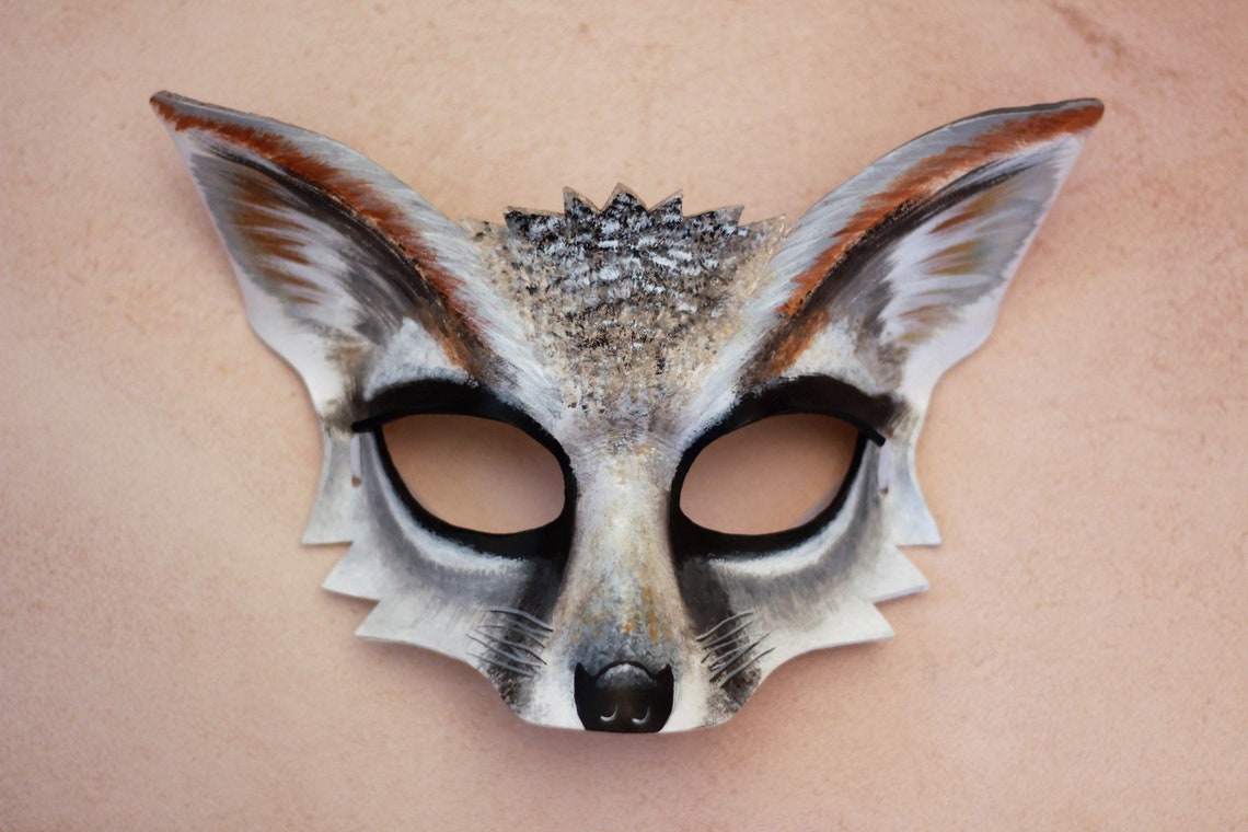 Grey Fox Leather Mask Halloween Mask Fox Costume Arctic | Etsy