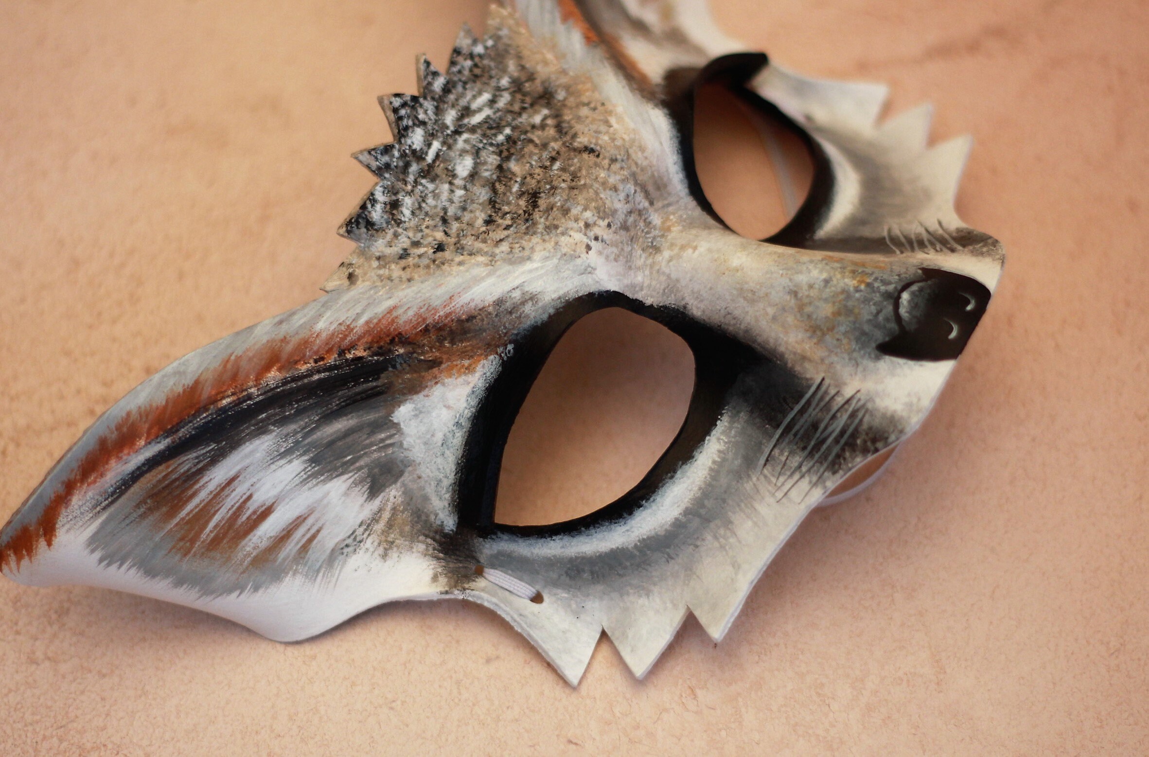 Grey Fox Leather Mask Halloween Mask Fox Costume Arctic | Etsy