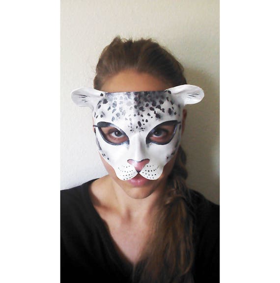 Snow Leopard Leather Mask Adult or Child Cat Masquerade | Etsy