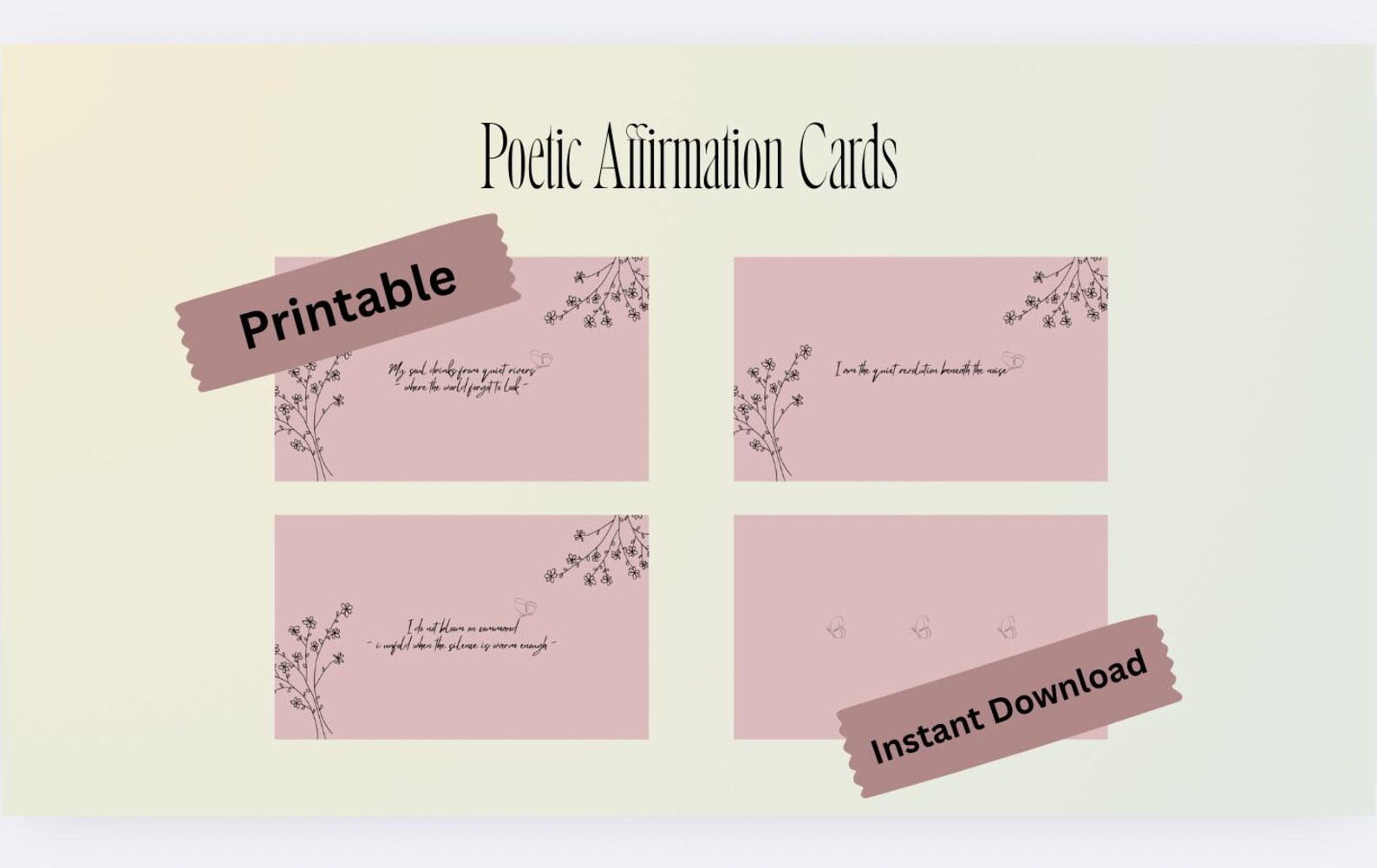 Poetic Affirmation Cards PDF | Printable Digital Download Deck ...