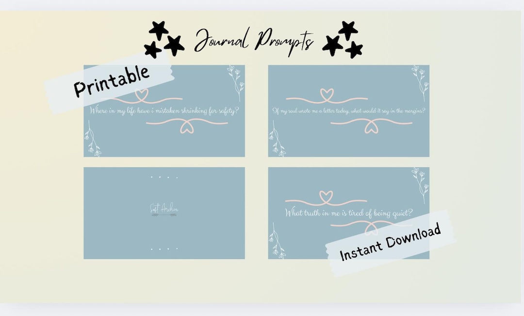 75 Journal Prompt Cards PDF | Business Card Size Printable | Mindful ...