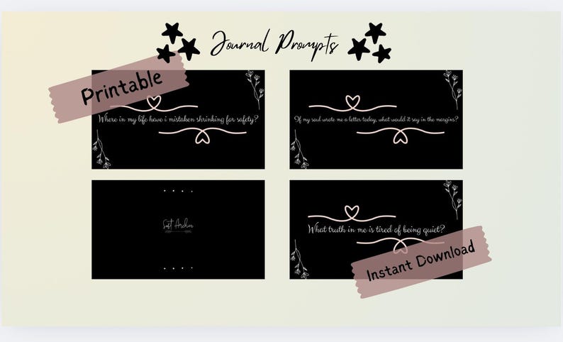 75 Journal Prompt Cards PDF | Business Card Size Printable | Mindful ...