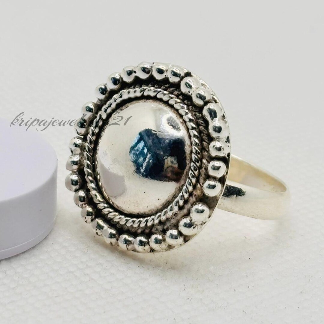 Handmade Sterling Silver Domed Button Ring: Modern Unisex Jewelry - Etsy