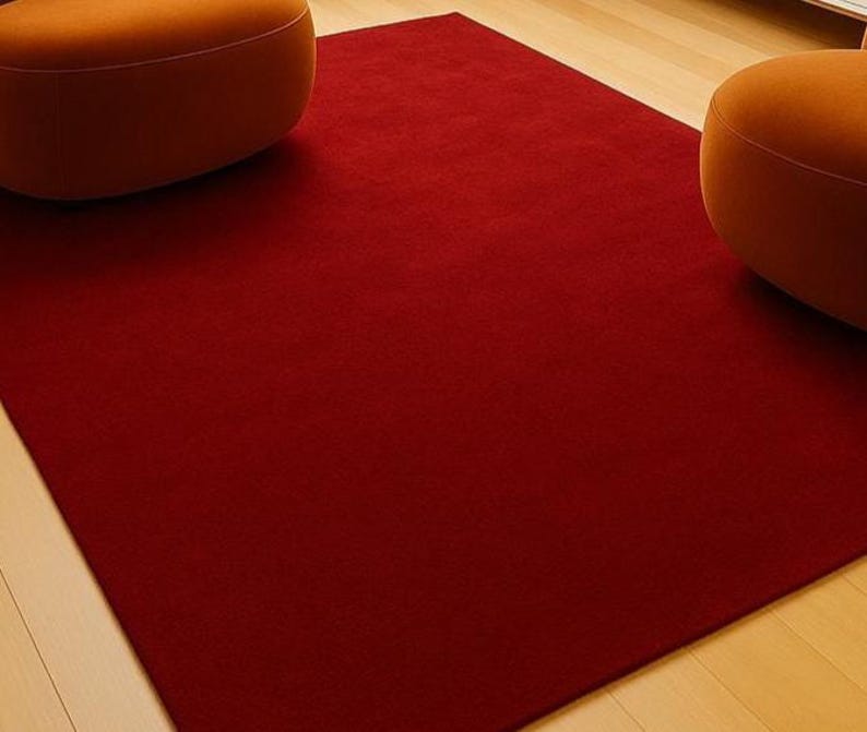 Hand-tufted Solid Red Wool Rug, Custom Size Available - Etsy