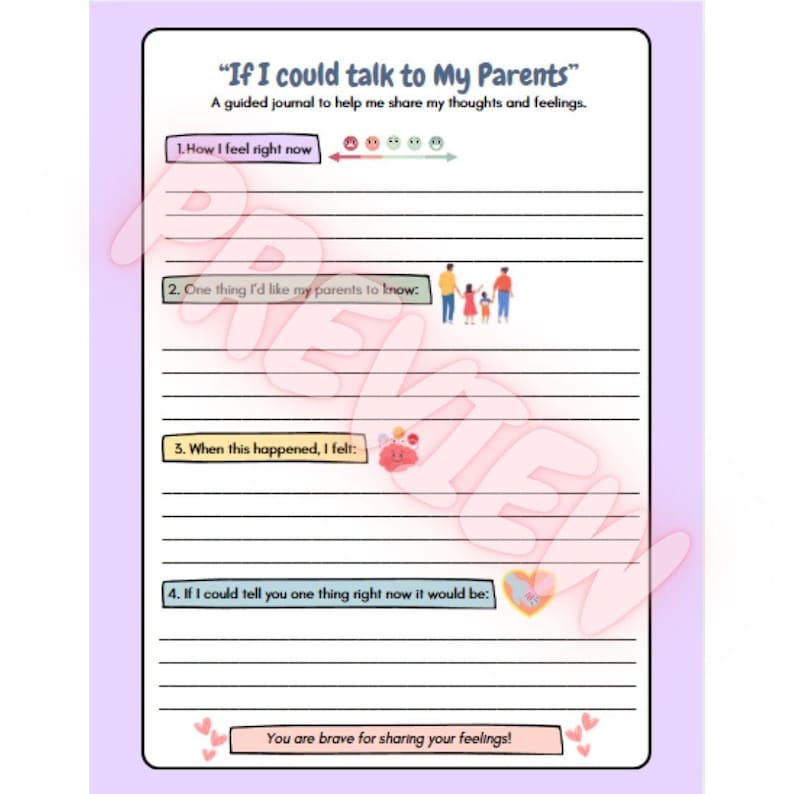 Divorce Worksheets for Kids- Printable Coping Journal, Family Change ...