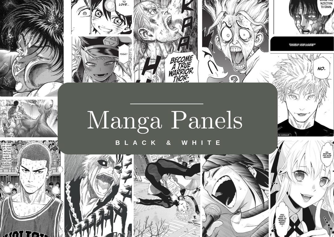 2,000+ Black & White Manga Panels – Aesthetic, Gore, Action, Sad Scenes ...