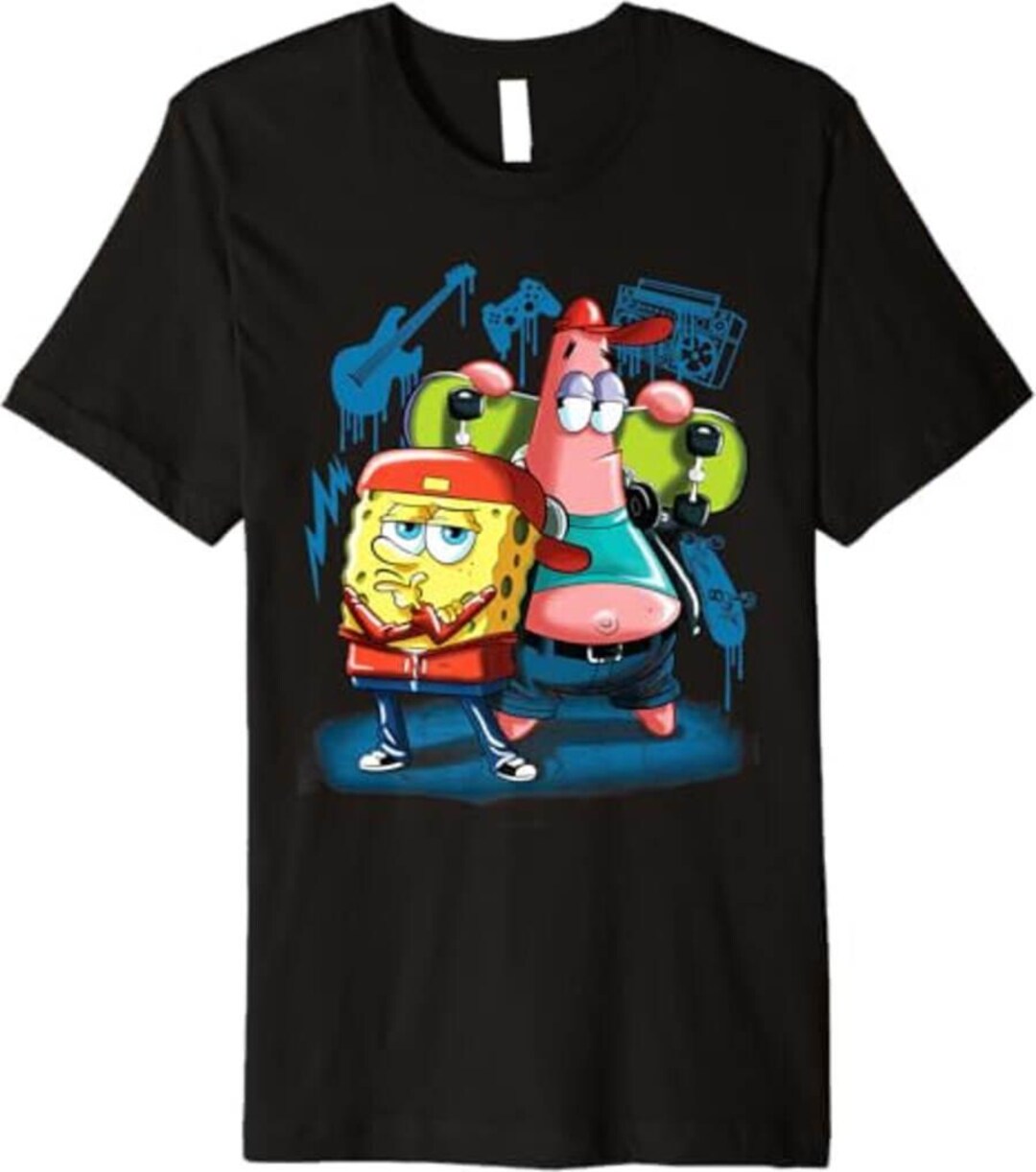 Punk Rock Spongebob With Patrick Star Premium T-shirt. - Etsy