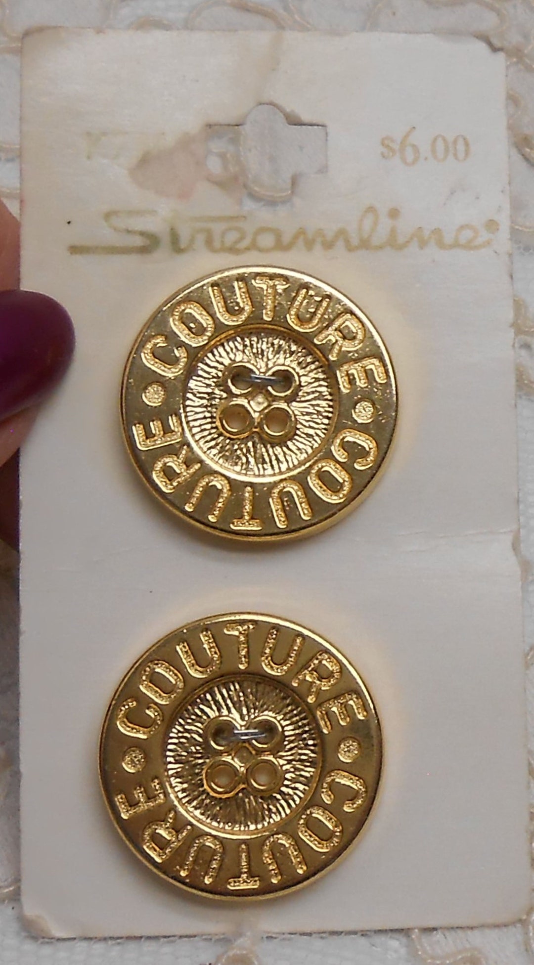 Streamline COUTURE Gold Buttons on Original Card, Made in Taiwan, 1" - Etsy