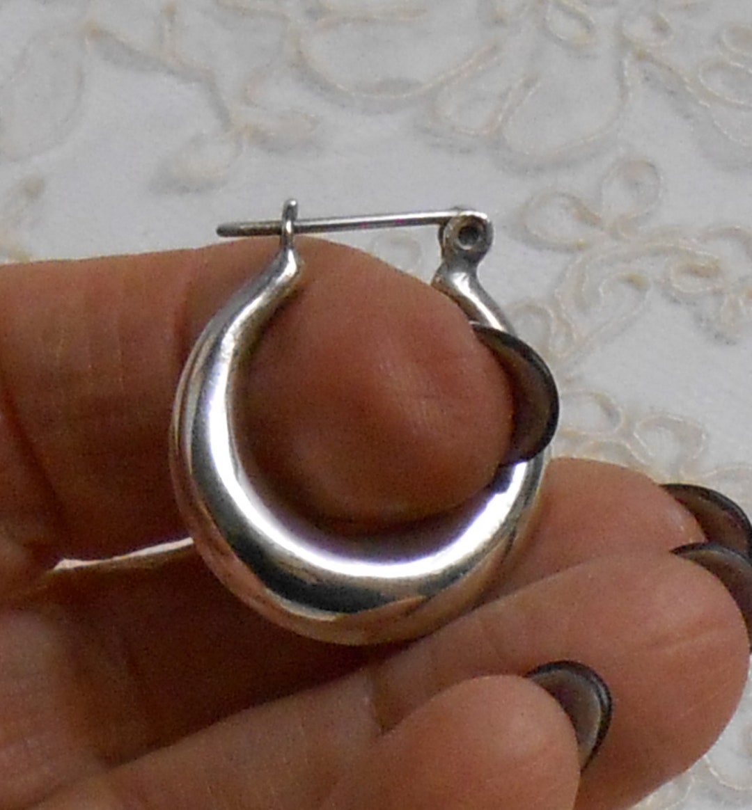 Vintage Sterling Silver Loop Earrings with Snap-Close Posts - Etsy.de